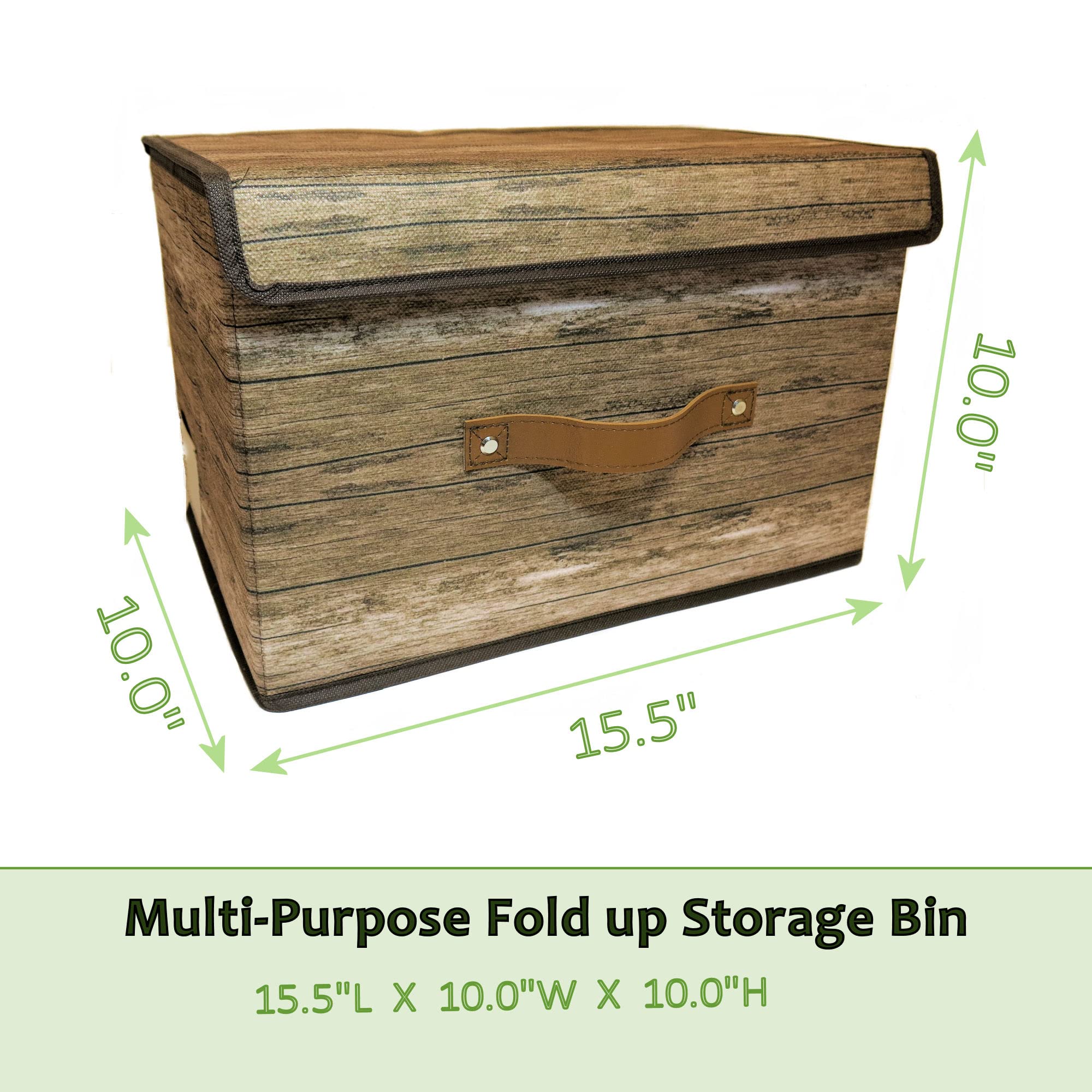 KaleaBoutique KB Foldable Storage Bins with Lids Fabric Collapsible Stacking Boxes, Closet Organizers Storage, Laundry Room Bins, Office Home Storage Bins (Set of 5 Bins, Reclaimed Wood)