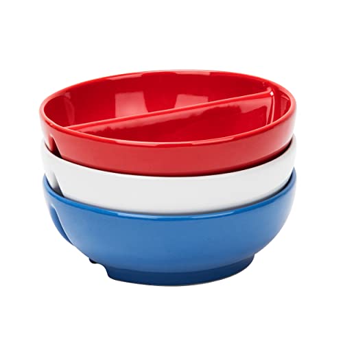 Mind Reader Of Ceramic Anti-Soggy Cereal Bowl - Microwave Safe, Also Great For Ice Cream & Topping, Yogurt & Berries, Fries & Ketchup, 7.01" x 7.01" x 2.44", Multicolor, 3 Pack