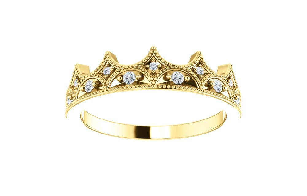 Jewels By Lux 14K Yellow Gold 1/8 CTW Diamond Crown Ring