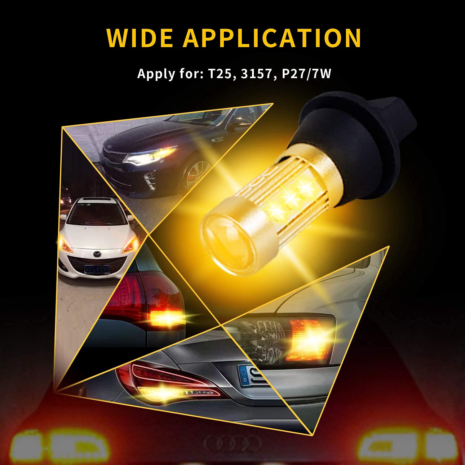 morefulls 3157 Switchback LED Turn Signal Light Bulbs Error Free T25 3047 3057 3155 3156 Amber and White Replace for Front/Rear Turning Light Back Up Reverse Light