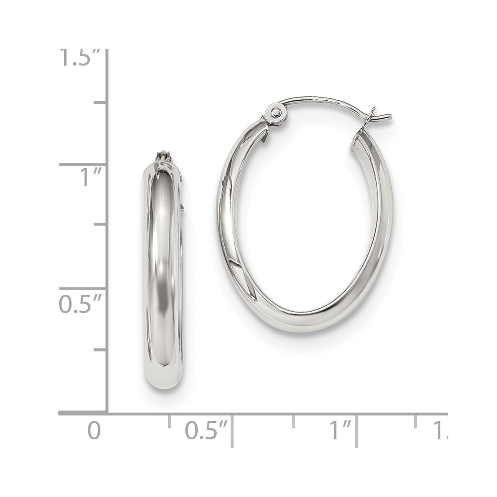Jewels By Lux 10k White Gold Polished 3.5mm Oval Hoop Earrings