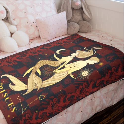 ZEWASIIL Constellation Pisces Throw Blanket 60"X50" Flannel Zodiac Sign for Couch Bed Sofa Travelling Camping for Kids Adults