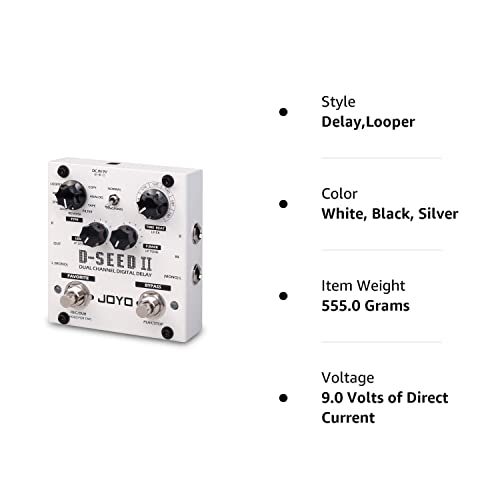JOYO D-SEED-II Multi Pedal Effect, Stereo Looper Effect & Delay Pedal Effect for Electric Guitar Dual Channel & 8 Digital Delay Modes