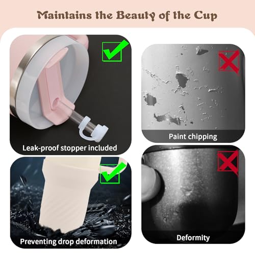jetmast Silicone Boot for Stanley Cup 40 oz Quencher, Cup Bottom Protector Sleeve, Water Cup Accessories for Stanley Quencher H2.0 FlowState Tumbler 40oz(Cream)
