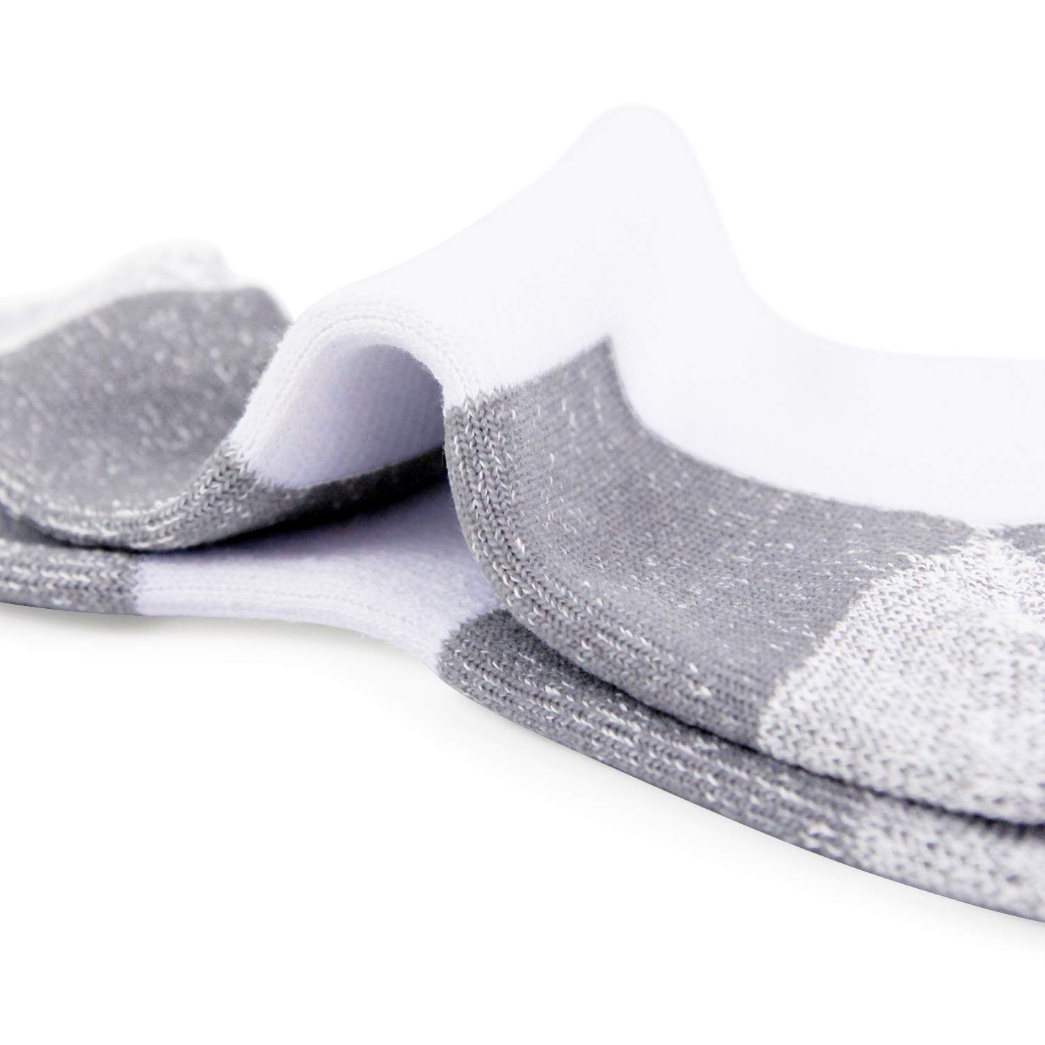 JOURNOW 10 Pairs Men's Cotton Extra Heavy Cushion Low Cut Socks (10-13, White+Light Gray, numeric_10)