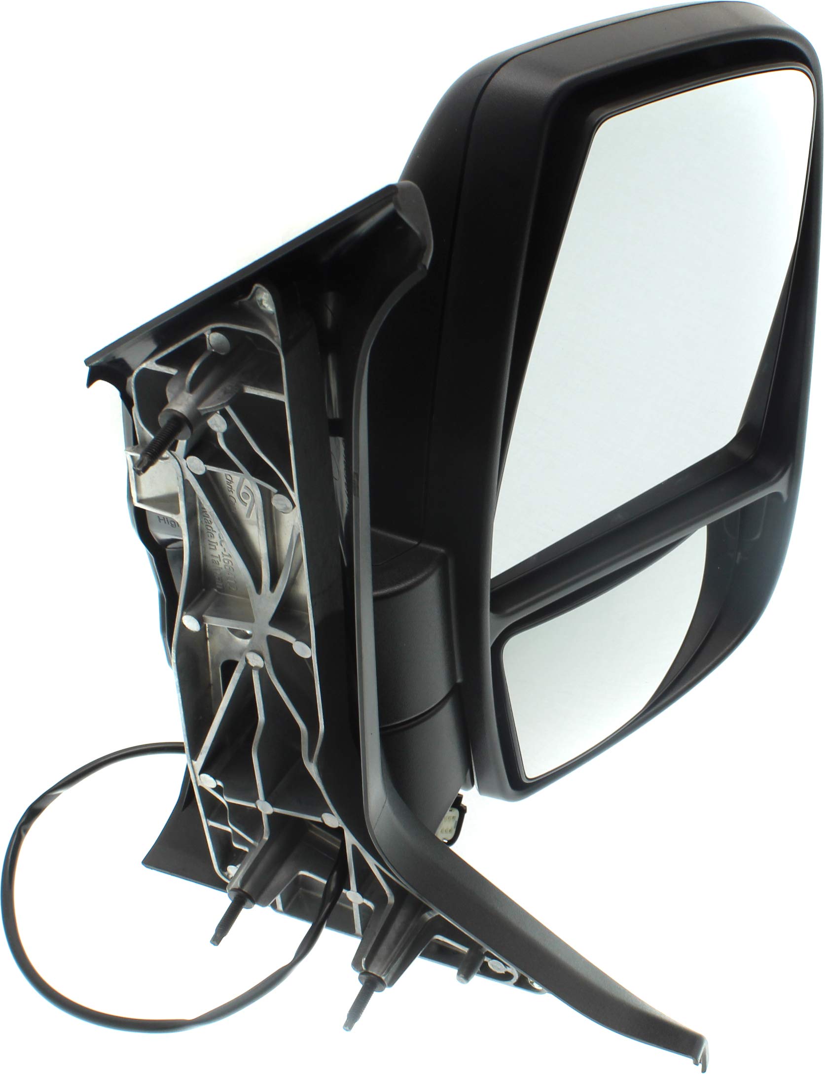 Kool-Vue Mirror Compatible With 2015-2017 Ford Transit-250, Transit-150, Transit-350, Transit-350 HD Passenger Side, Manual Folding, Power Glass, Short Arm, Textured Black