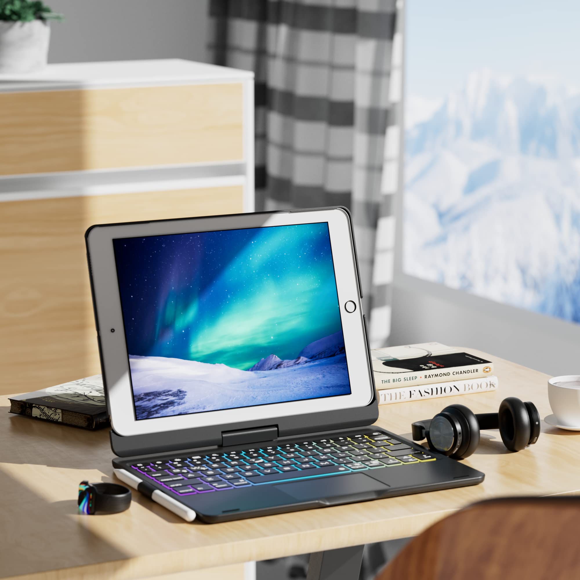 iPad 10.2 9th Generation Keyboard: iPad 8th 7th and iPad Air 3rd Gen iPad Pro 10.5 inch 10.2-inch 2021 2020 Rugged Combo Touch Smart Keyboard Case with Trackpad Backlit 360 Swivel Pencil Holder Black