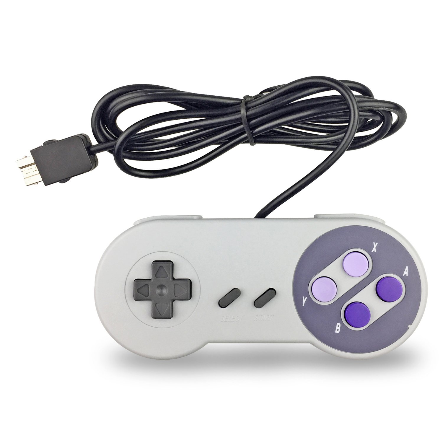 Jadebones Wired Controller Joypad Gamepads for Super NES SNES Classic Mini Edition 2017 with a 6ft Extension Cable (Purple Button Style)