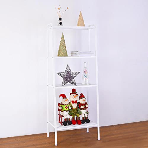 WEI WEI GLOBAL 4-Tier Ladder Shelf Bookcase - Metal Bookshelf - Open Shelf Display Rack Storage Organizer for Home, Office, Living Room, Bedroom, Kitchen, and Bathroom - White