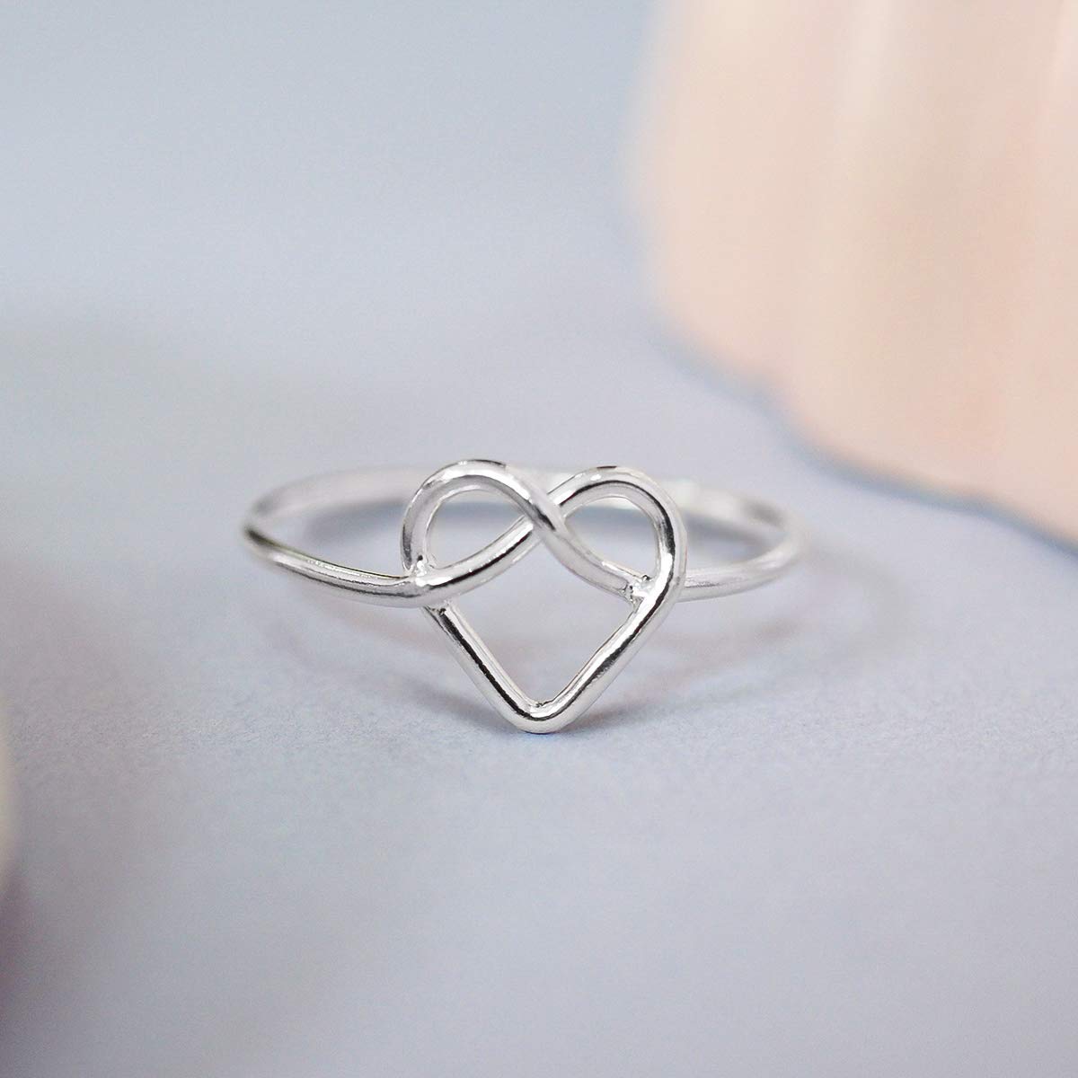 Lalana Open Wirework Sterling Silver Heart Knot Celtic Love Cross Hypoallergenic Ring | Small Dainty Jewelry for Women (6)