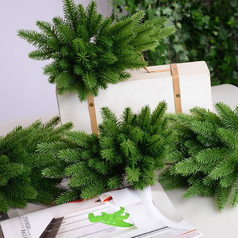 IRICEYE Christmas Decoration,10Pcs Artificial Plant Pine Needle Branches DIY Home Garden Holiday Party Decor - 10pcs