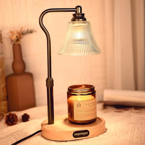 Inspireyes Candle Warmer Lamp, Electric Candle Warmer with Timer Dimmer, Height Adjustable Wax Melter Warmer for Jar Candles Scented Wax, House Warming Gifts New Home Decor, Gift for Mom, Flameless