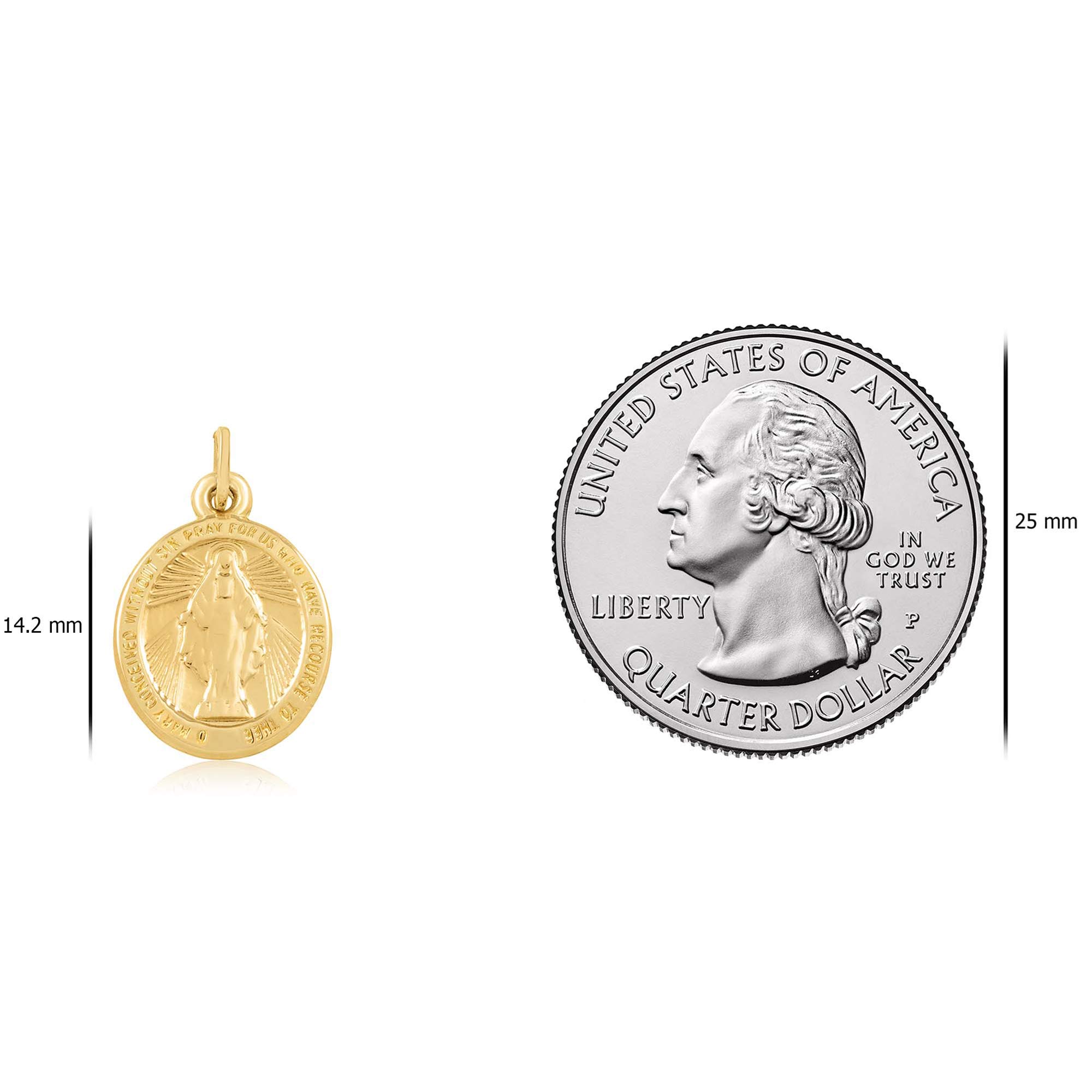 JULIETTE COLLECTION 14K Yellow Gold Oval Disc “St Christopher Protect Us” Religious Pendant/Charm for Men and Women