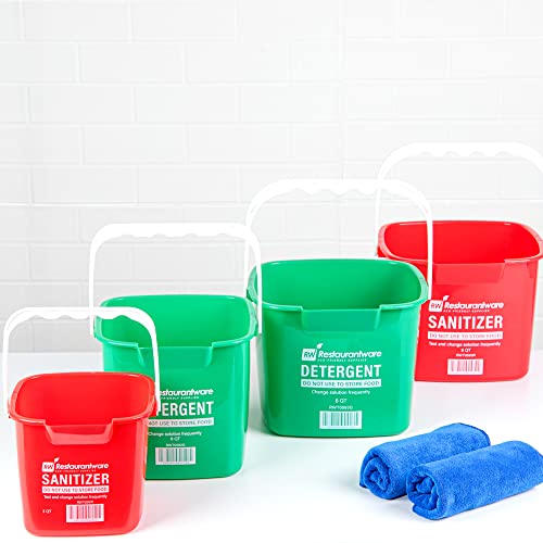 Restaurantware Clean 3 Quart Cleaning Bucket, 1 Detergent Square Bucket - With Measurements, Built-In Spout & Handle, Red Plastic Utility Bucket, For Home Or Commercial Use