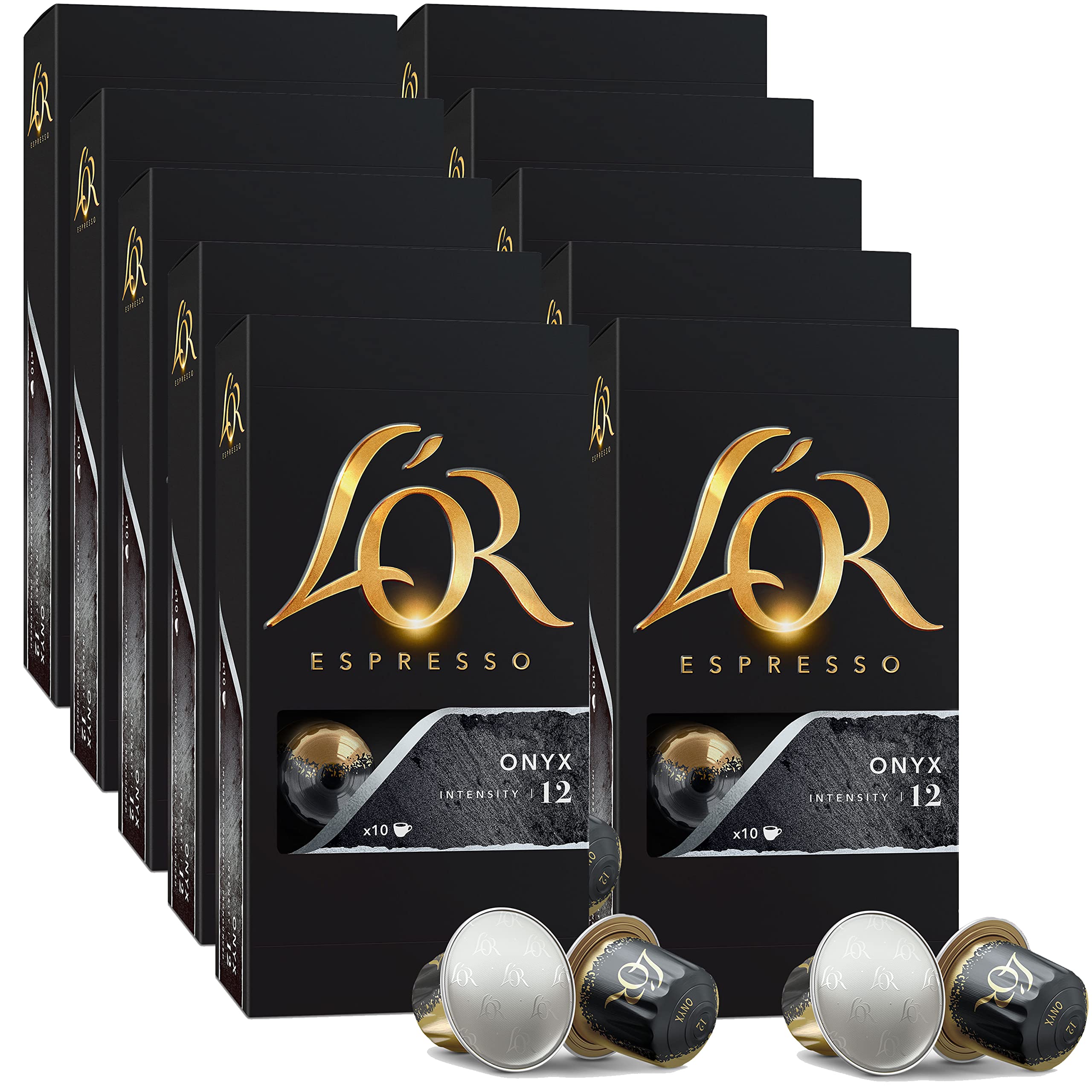 L'OR Espresso Capsules, 100 Count Espresso Onyx, Single-Serve Aluminum Coffee Capsules Compatible with the L'OR BARISTA System & *Nespresso Original Machines