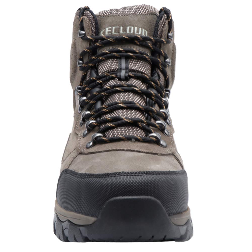 Kecloud Men's Suede Waterproof Hiking Boots Mid Ankle Leather Hiker Boots, Lightweight, Non Slip, Soft Toe (Taupe, Size 9)