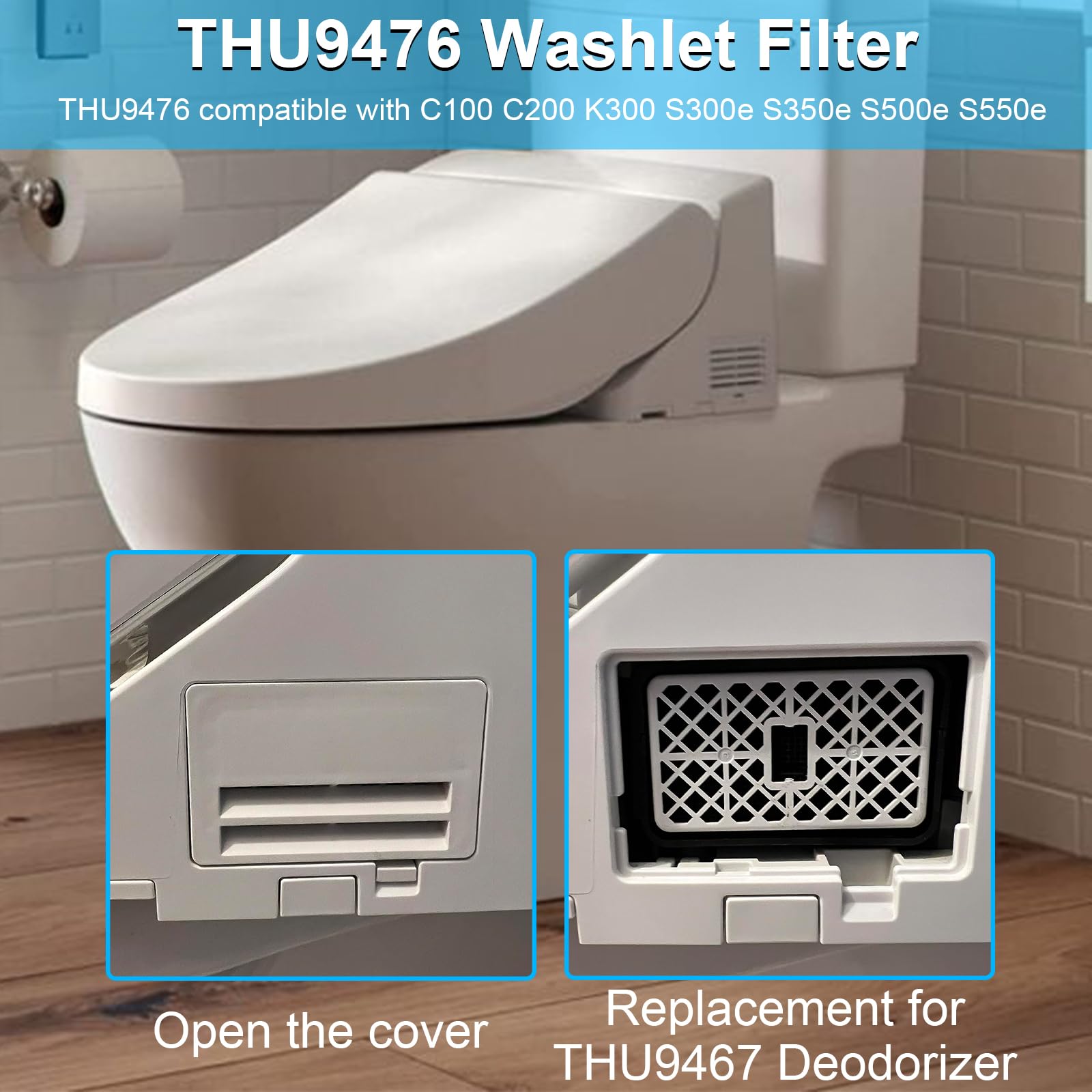 THU9476 Deodorizer Filter Carbon Deodorizing Cartridge Compatible with TOTO S300 S350E C100 C200 700H-2Pack