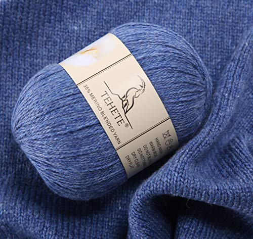 TEHETE Merino Wool Yarn for Knitting 3-Ply Soft Crochet Yarn