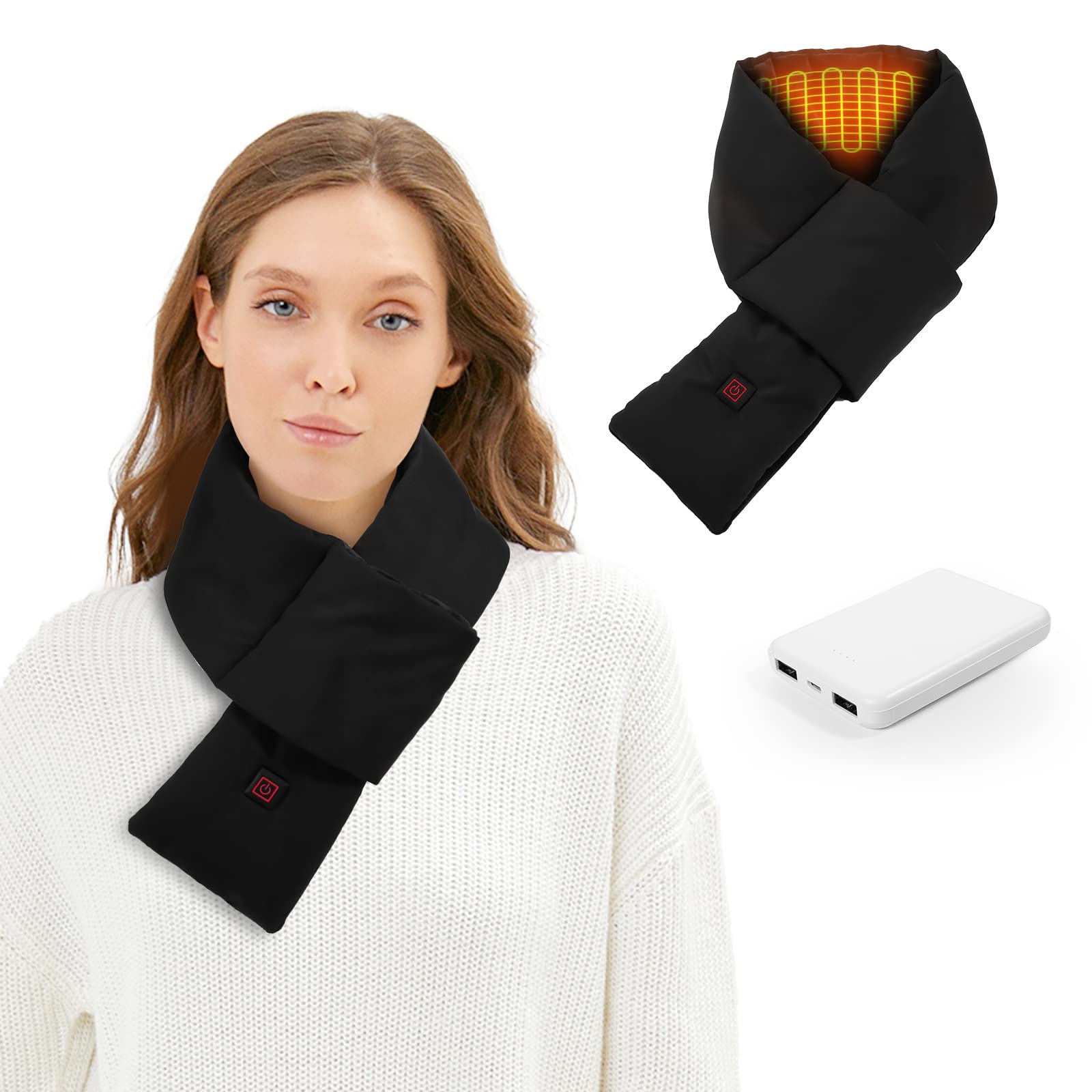 JOYTEK 2024 Upgraded Heated Scarf for Men/Women Three Temp settings with 5000mAh Power Bank