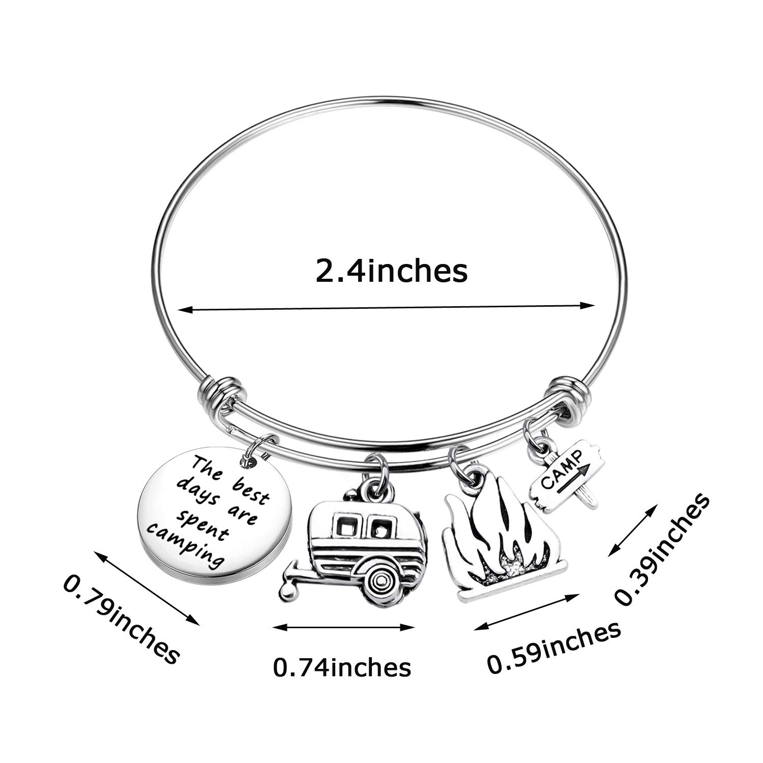 KUIYAI Happy Camping Bracelet The Best Days Are Spent Camping Bangle Camper Jewelry Camping Lovers Gift (Camping Bracelet)
