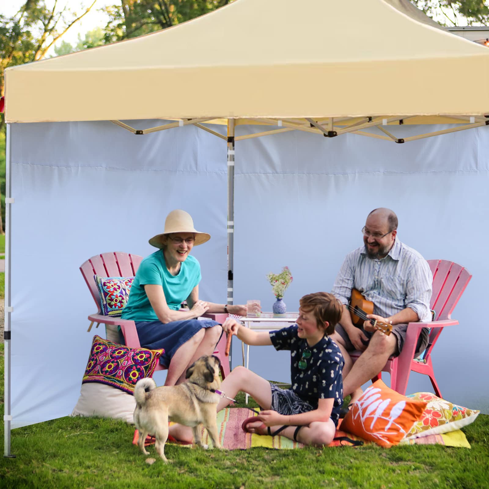 Instant Canopy Tent Sidewall for 10x10 Pop Up Canopy - 3pcs Sidewall Only 210D with Silver Coated Fabric Sun Rainproof SunWall Shades Accessories - Grayish White(No Canopy Included)