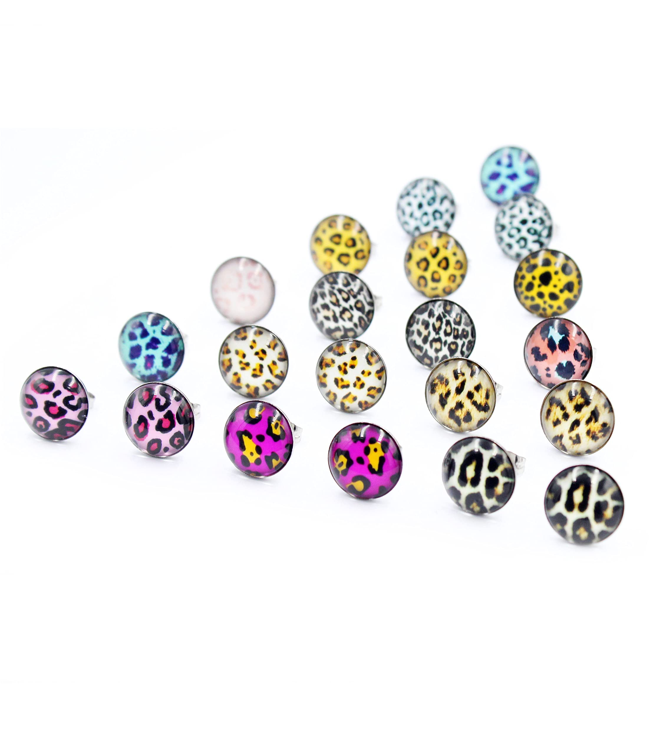 Leopard Earring Stainless Steel Stud Earring Jewelry for Women best gift for friend 12 MM 24PCS Ear studs