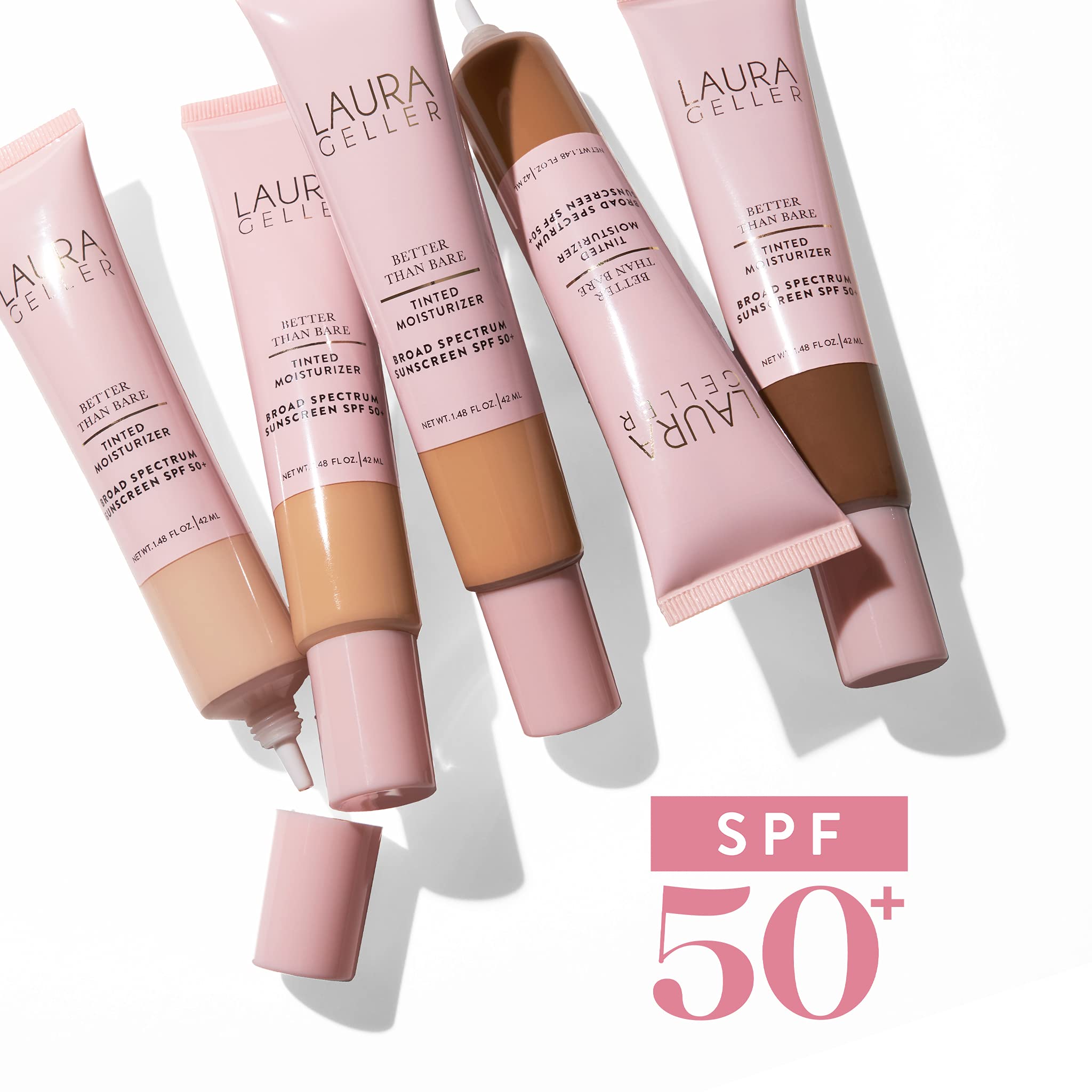 LAURA GELLER NEW YORK Better than Bare Tinted Moisturizer SPF 50 - Fair 130 - Buildable Light to Medium Coverage + Spackle Super-Size Skin Perfecting Makeup Primer with Hyaluronic Acid, Hydrate