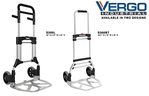 Vergo Industrial Folding Hand Truck - 275 lb. Capacity Dolly Cart - No Assembly Required Hand Cart, Lightweight, Collapsible & Compact, Telescoping Handle Extends to 42.5 Inches