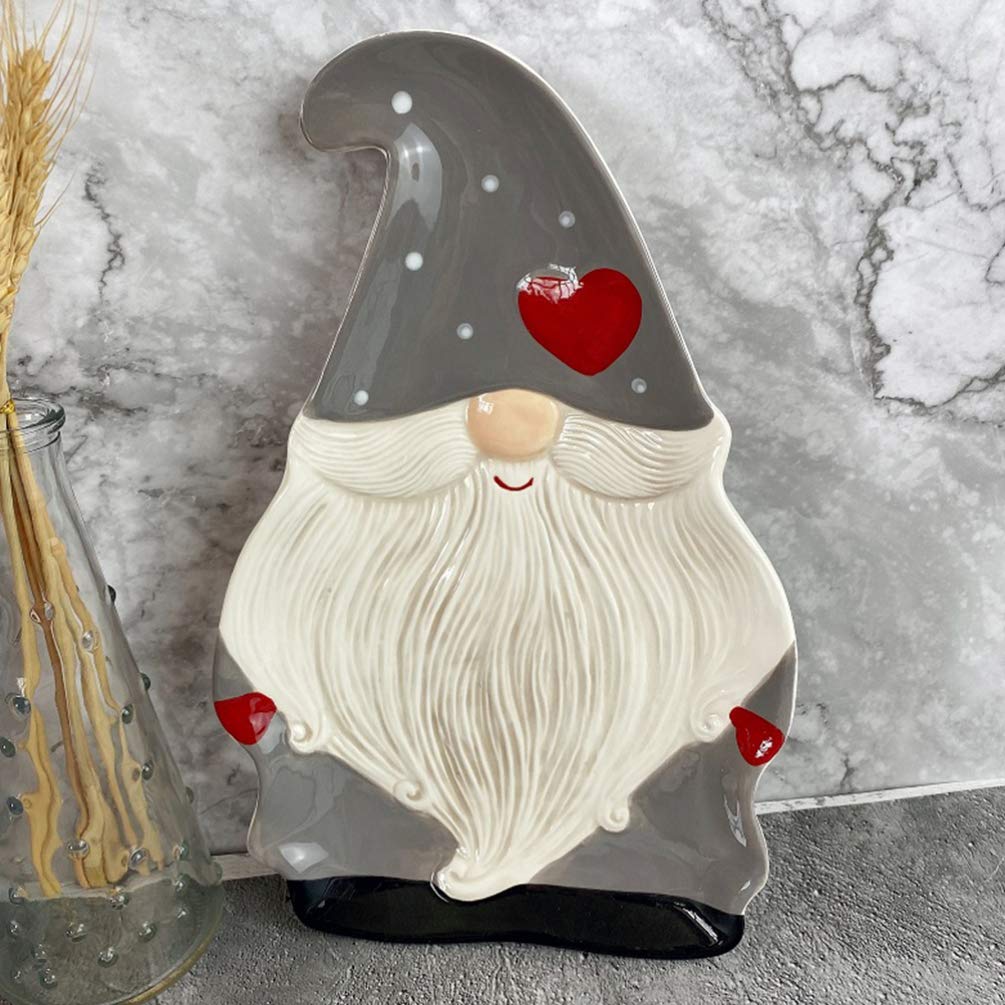 NUOBESTY Gnome Shaped Platter Snack Appetizer Trays Dessert Serving Dishes Holiday Food Serving Platter Candy Nut Dish Container Christmas Party Favors