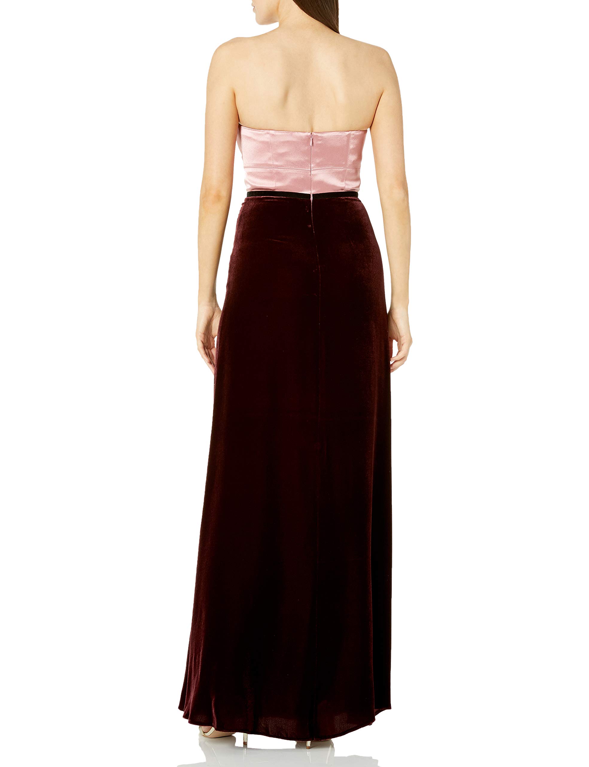 Jill Jill Stuart Women's Strapless Velvet/Silk Gown, PRIM Rose/Raisin/Black, 10
