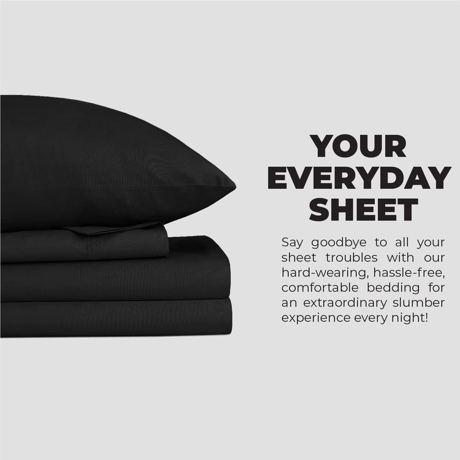 Karin Maki Microfiber Full Size Bed Sheets Set - 1800 Thread Count Bed Set - Super Soft Luxury Egyptian Bedding - Deep Pocket Fitted Sheet with Pillow Cases - Wrinkle Free and Fade Resistant - Black