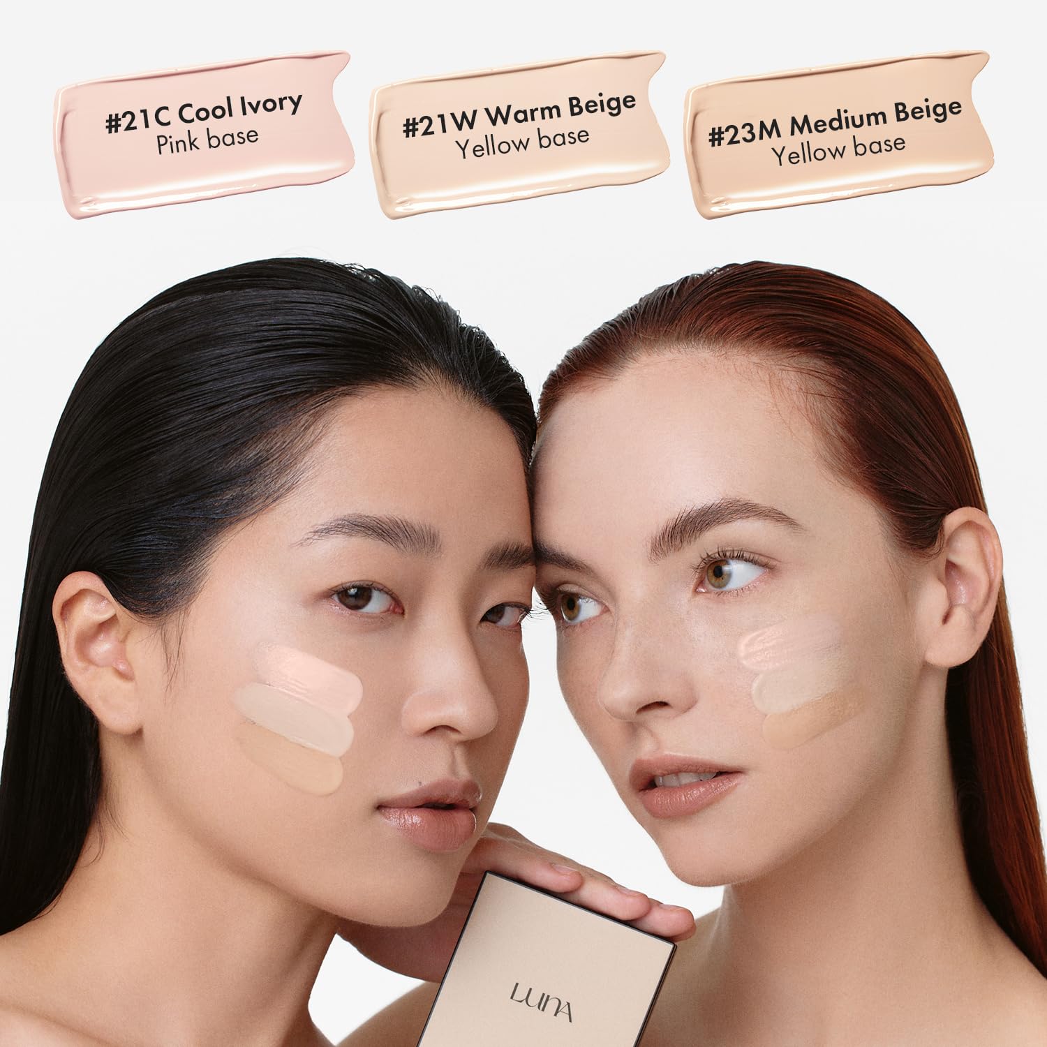 LUNA 50-Hours Conceal Fixing Cushion Foundation SPF 37 (#21 Warm Beige), Refill Included, Semi-Matte Finish, Full Coverage Korean Makeup