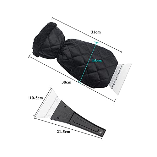 ZARSIO Ice Scraper with Glove Waterproof Car Scraper Mitt Thick Warm Snow Remover Glove Car Window Frost Removal Brush Tool for Car Windshield