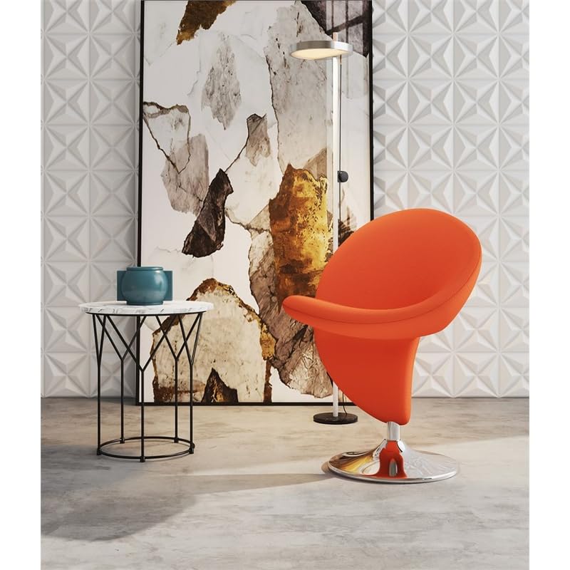 Manhattan Comfort Curl Fabric Swivel Accent Chair in Orange (Set of 2)