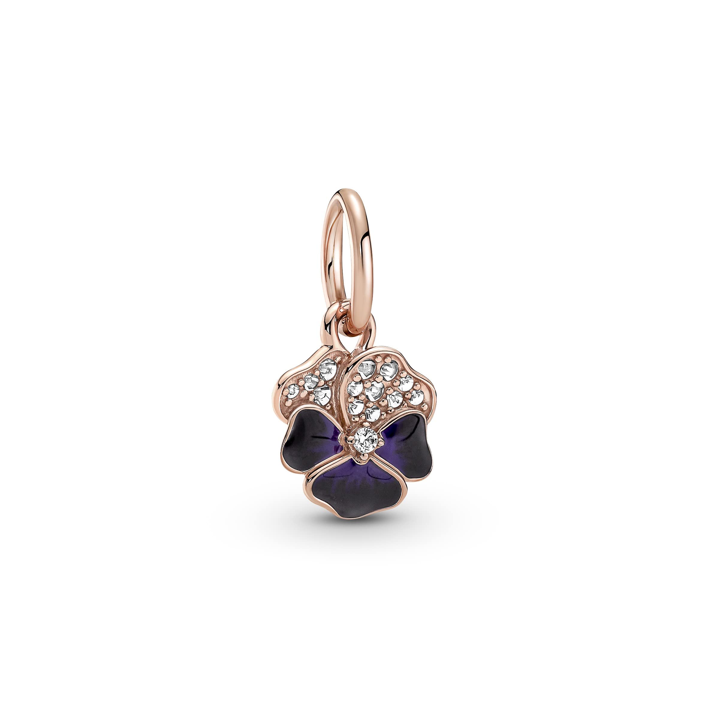 Pandora 780776C01 Deep Purple Pansy Flower Dangle Charm