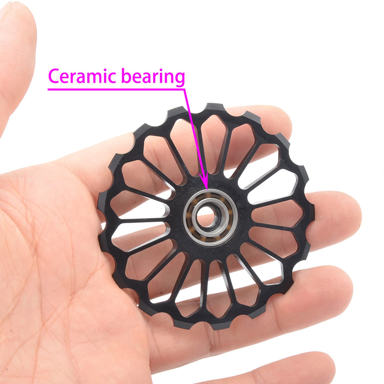 LANXUANR Bicycle Carbon Fiber Ceramic Rear Derailleurs 17T Pulley Guide Wheel,for Shimano SRAM RED Rival Force 10S 11S (SD2 red)