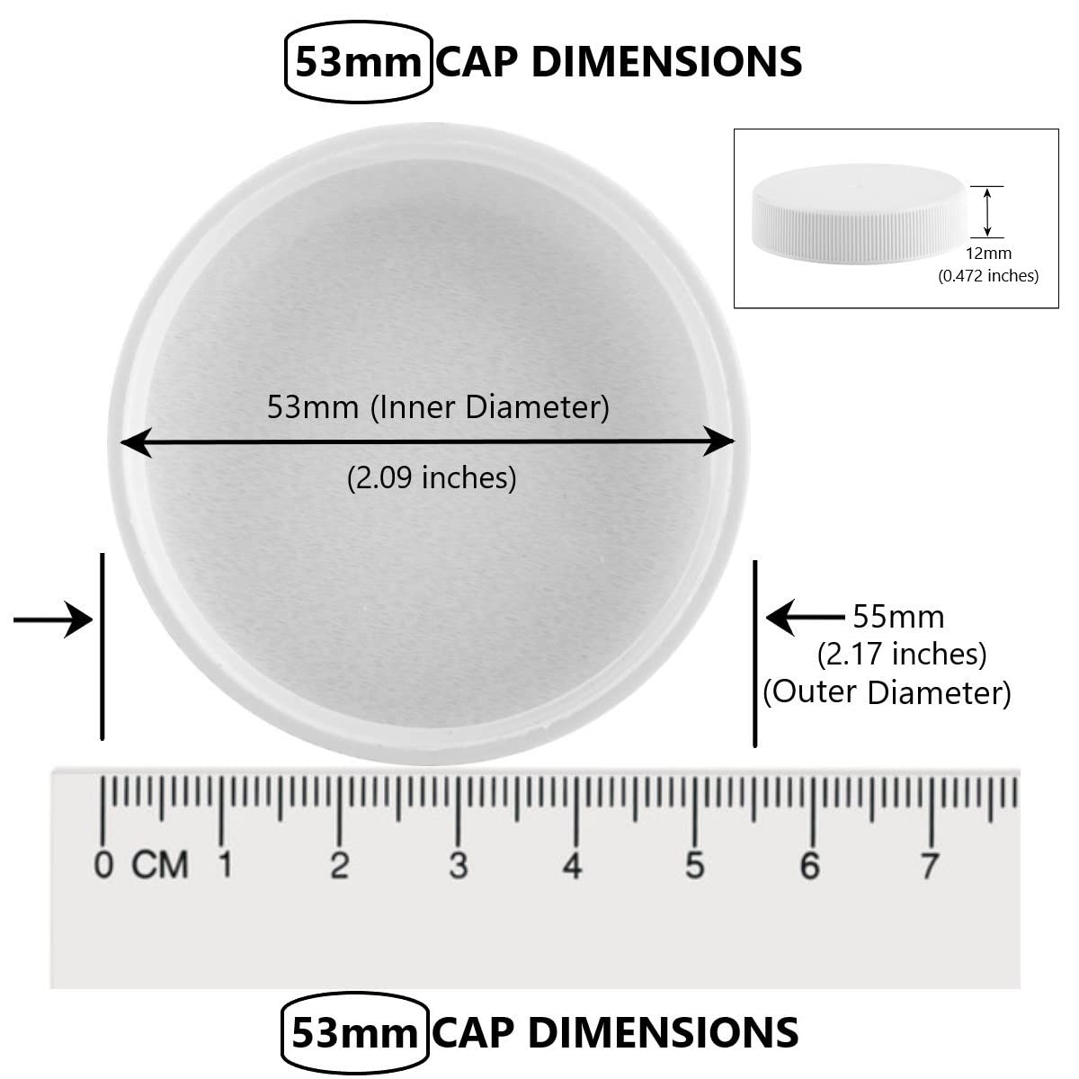 Threaded / Screw-On Caps for Water Dispenser Plastic Bottles/Jugs with Size 53mm Caps (2pk)
