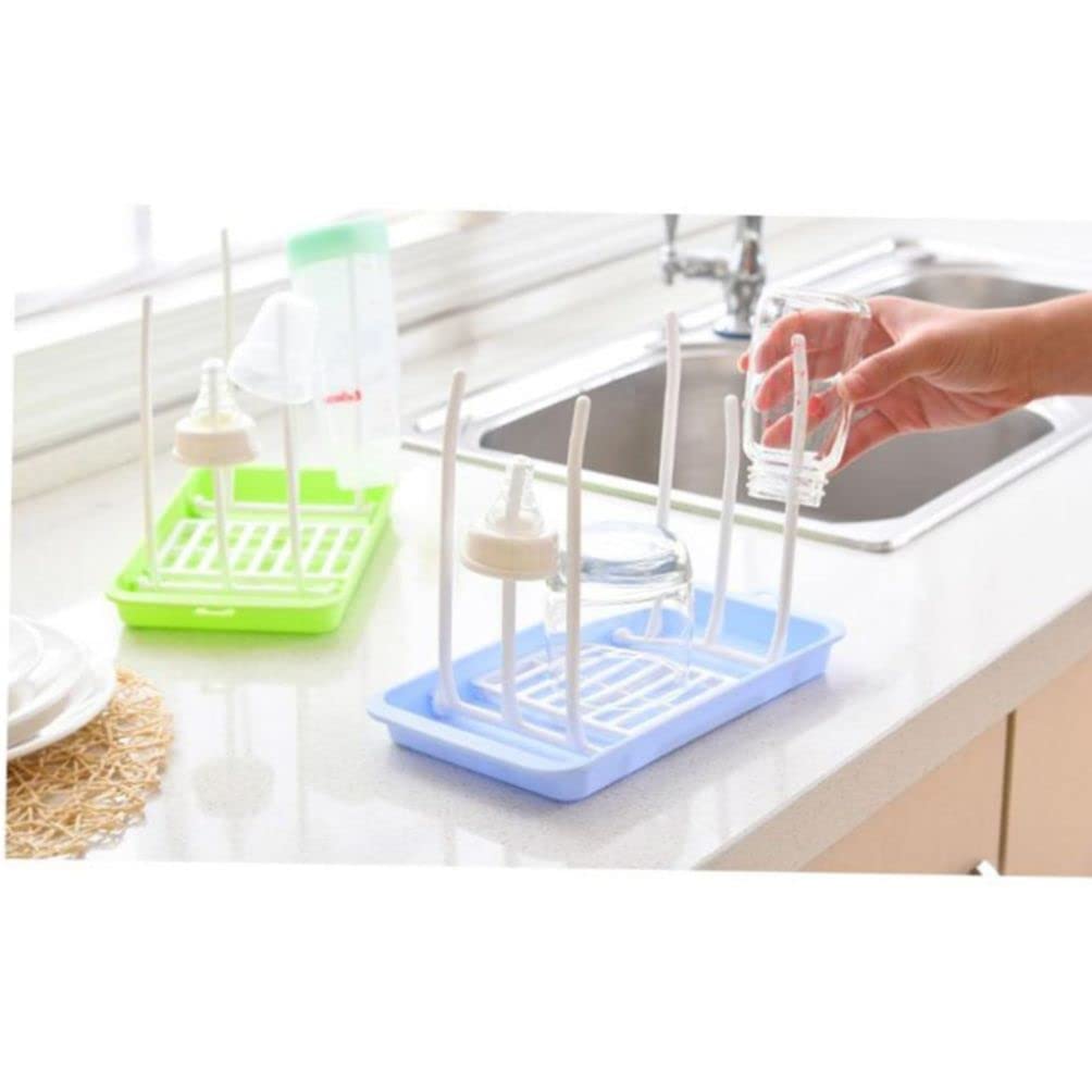 Space Saving Baby Bottle Folding Rack, Drying Rack Portable Bottle Dryer Holder for Nipples, Cups, Pump Parts and Accessories Great for Home & Travel(Blue)