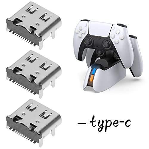 Pack of 10 Type C USB Charging Port Compatible with PS5 Dual Sense Controller Game Handle Charging Plug USB C Adapter Charging Socket Replacement Parts
