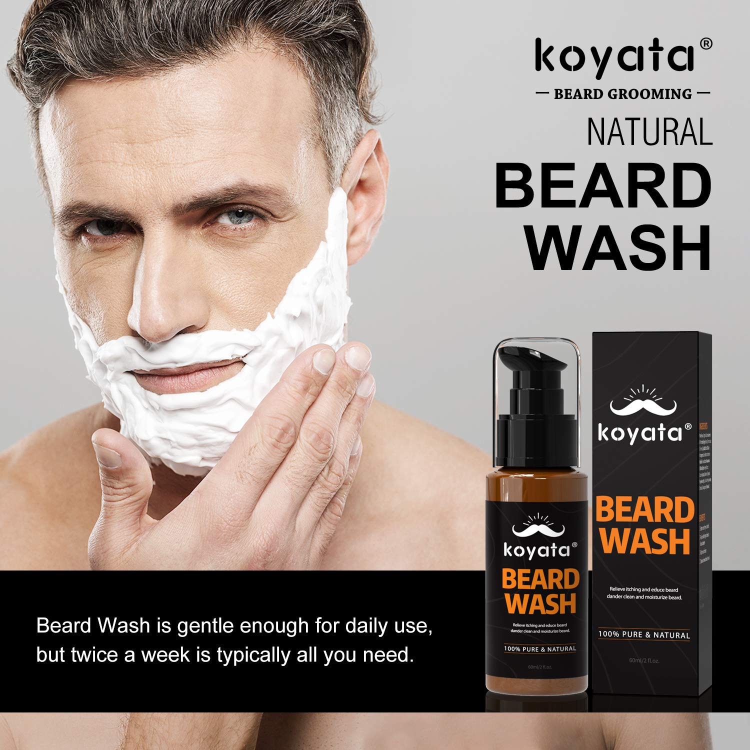 KOYATA 10 In 1 Beard Grooming Kit For Beard Maintenance, Beard & Mustache Moisturizing& Conditioning Kit Contains Beard Balm, Wooden Beard Comb, Beard Scissors, Beard Shampoo/Wash, Beard Gift For Men