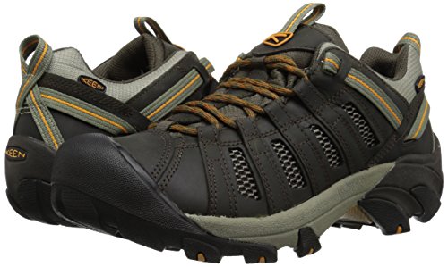 KEEN Men's Voyageur Low Height Breathable Hiking Shoes, Black Olive/Inca Gold, 10