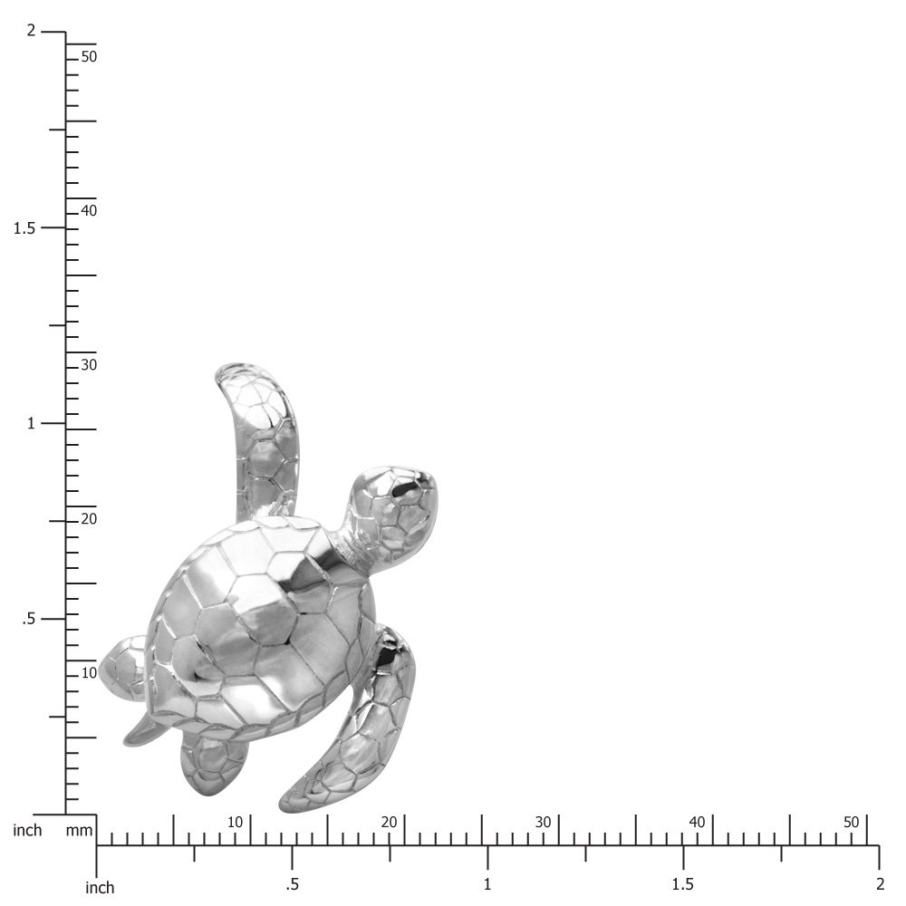 Honolulu Jewelry Company Sterling Silver Turtle Honu Ocean Sea Life Necklace Pendant with 18" Box Chain