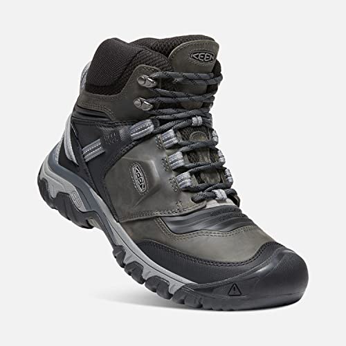 KEEN Men's-Ridge Flex Mid Height Waterproof Hiking Boots, Magnet/Black, 11