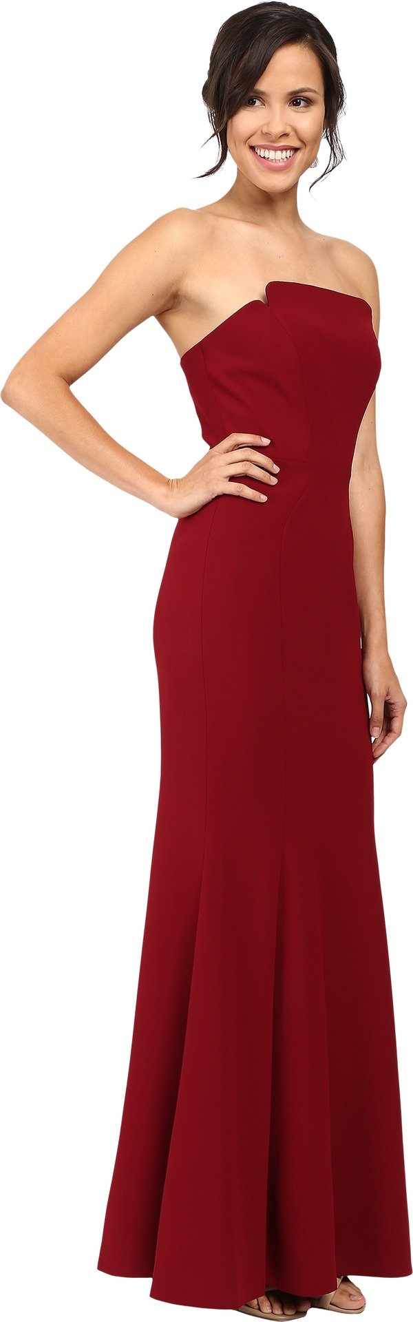 Jill Stuart Women's Notch Crepe Trumpet Gown (10, Currant)