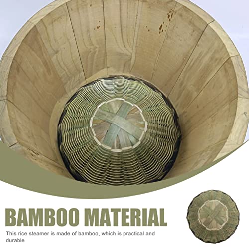 Zerodeko Wok Sticky Rice Cooking Steamer Basket Wicker Lid Traditional Replacement Steamer Basket Lid Wicker Woven Lid Rice Base for Bottom Containers