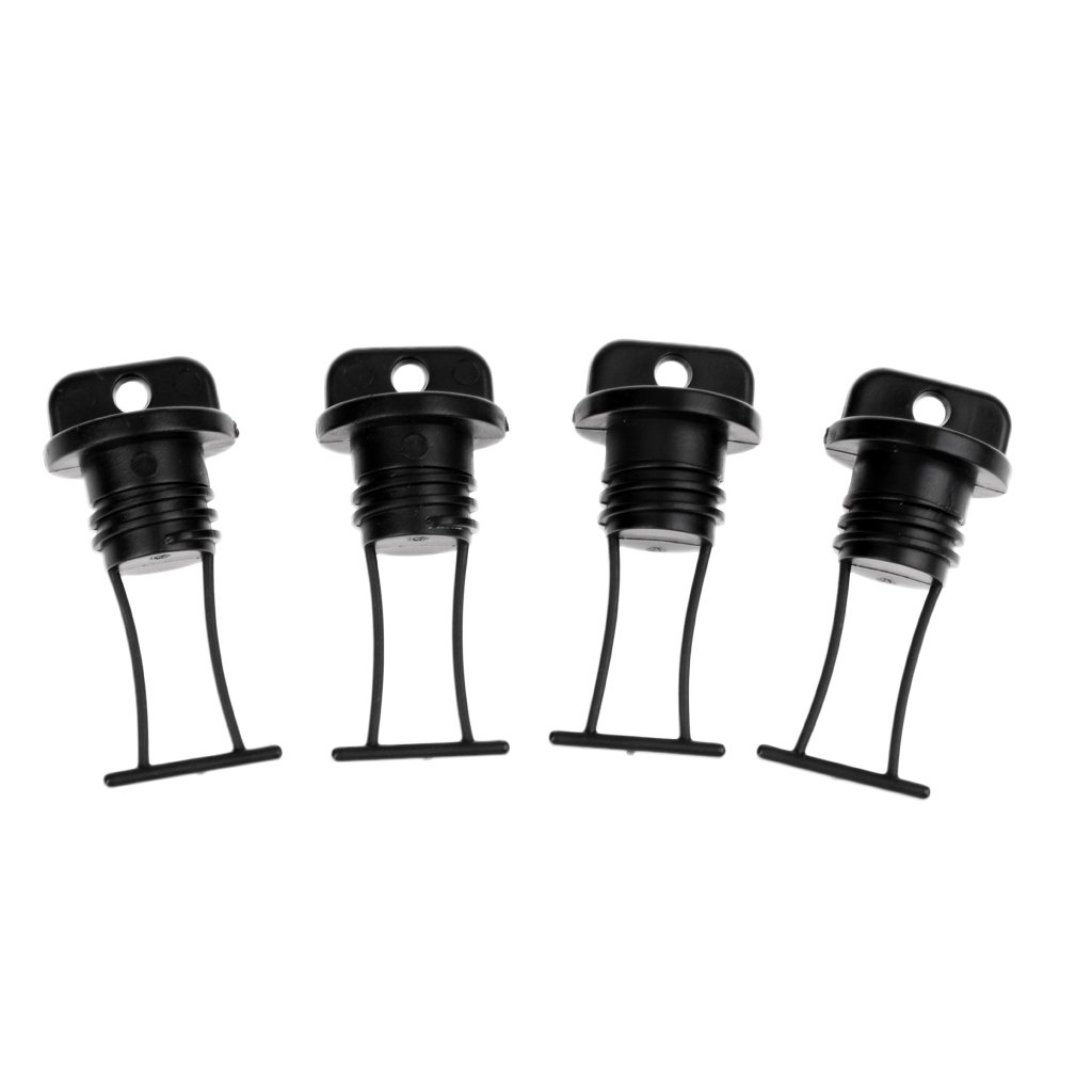 Jili Online 4 Pieces Universal Black Plastic Kayak Dinghy Canoe Boat Hull Thread Drain Plugs Kayak Accessories