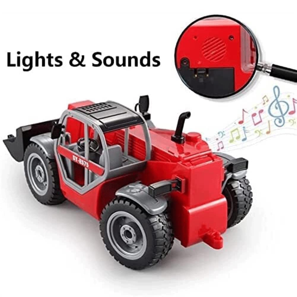 QIYHBVR Remote Control Bulldozer, 1/20 Scale Front Loader Construction Vehicles Tractor for Boys,with Lights & Sounds Construction Vehicles 6 Channel Tractor Excavator Toy