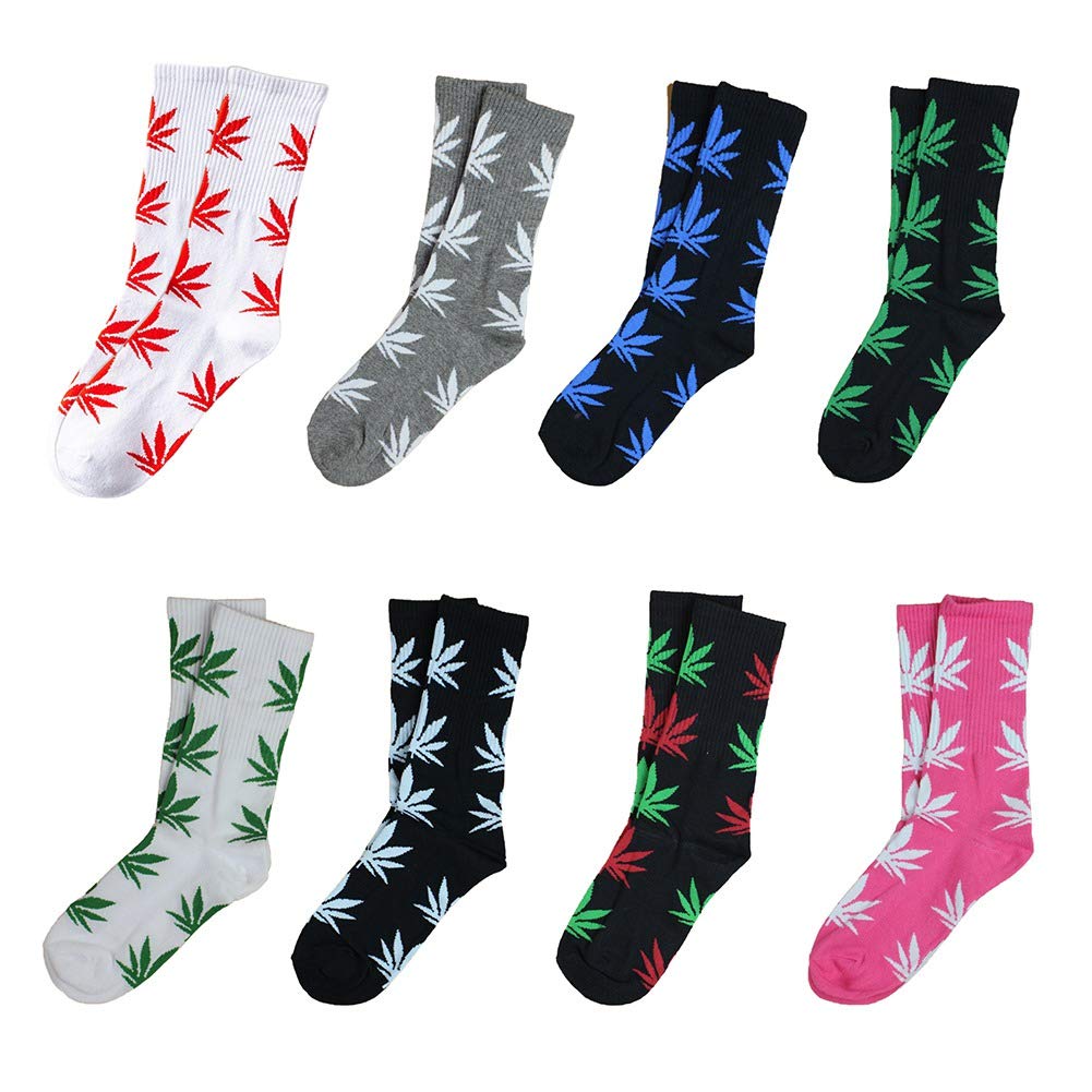 Kpop Space Mens Cotton Socks Fashion Marijuana leaf Casual Long Weed Sock Marijuana Weed Crew Socks(Uniform code H04)