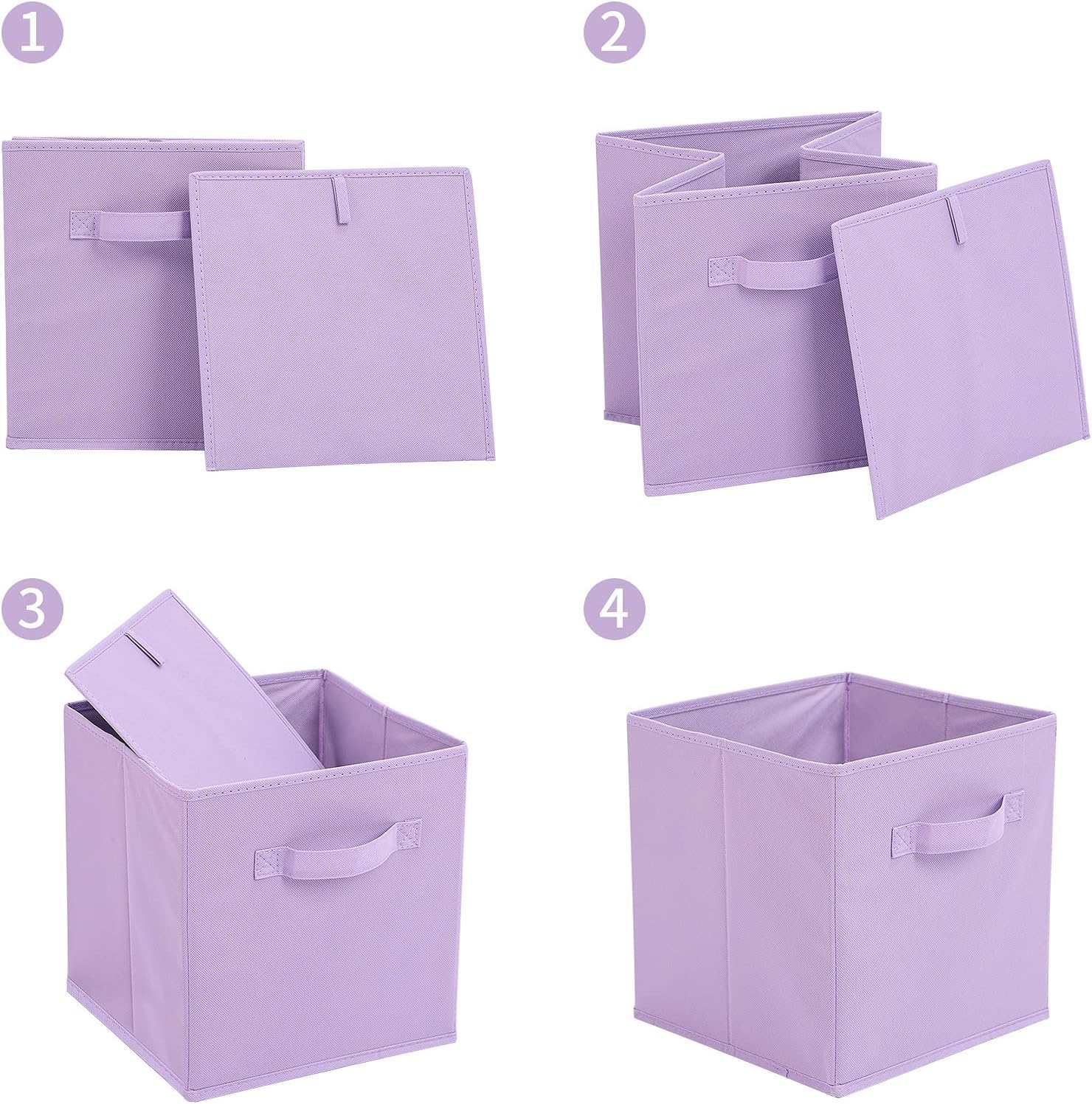 Largoda Storage Cubes,11.4 inch Cube Storage Bins (6 Pack) Storage Bins with Handles,Rectangle Storage Box,for clothes toys books and more,rainbow storage bins Includes 2 stickers