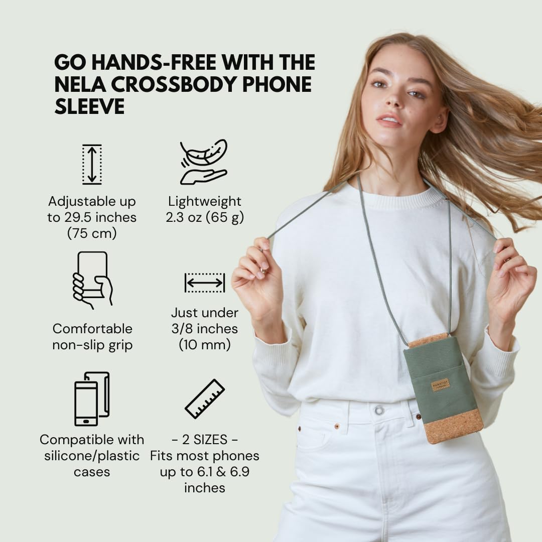 Kuratist - Crossbody Cell Phone Pouch - iPhone 12/13 Pro/Samsung Galaxy S22 Compatible & Other Models - (Medium, Ecru)